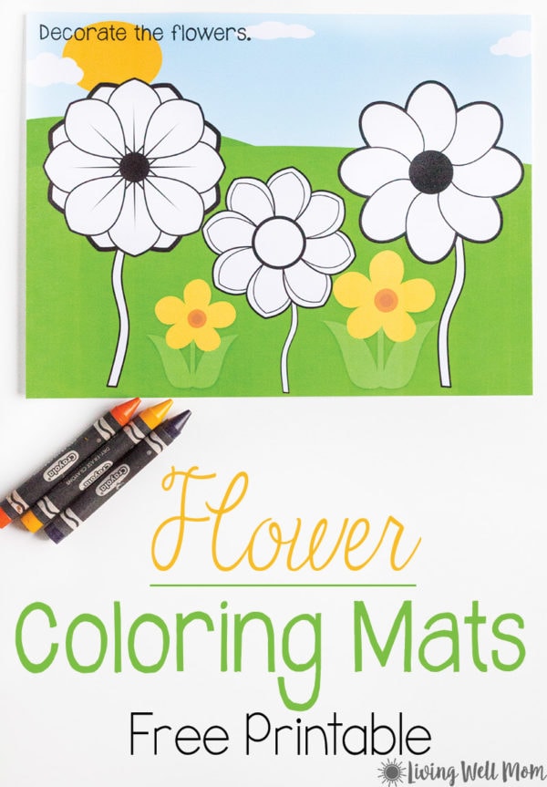 Flower Coloring Mats for Kids {Free Printable}