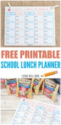 Free Printable School Lunch Planner for Kids