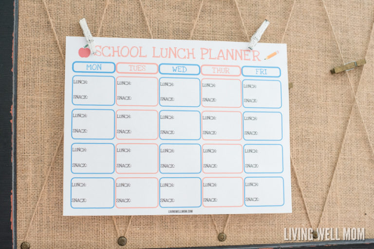 Free Printable School Lunch Planner for Kids