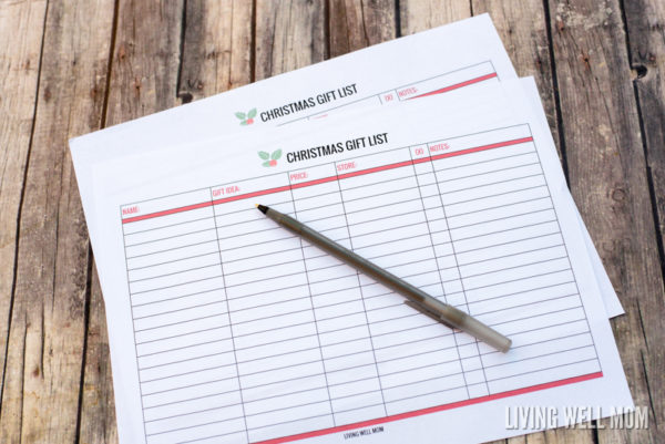 Free Christmas Gift List (Printable and Online Versions)